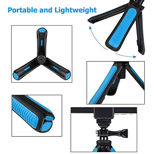Extendable Mini Selfie Stick Tripod Two in One, Compatible with AKASO Gopro Hero 10/9/8/7/6/5 Various Action Camera and Cell Phone Accessories(Blue)