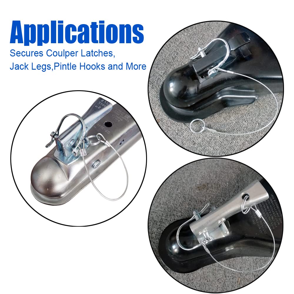 HILILON 5PCS Trailer Coupler Pin, 5/16-Inch Diameter x 1-3/4-Inch Long Prevents Loss, Plastic Coating Tether, Length 11-1/2" with Steel Quick Release Ring