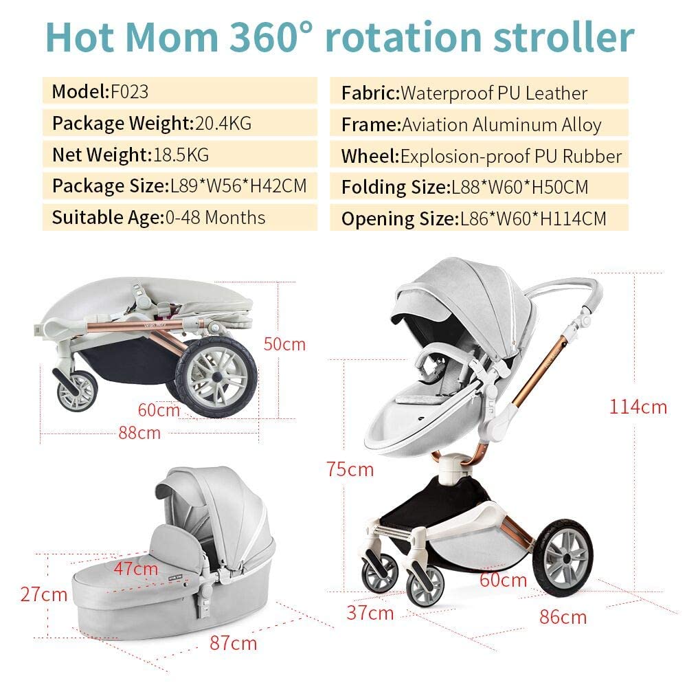 Hot Mom Luxury 360 Degree Rotation Baby Stroller and Electric Baby Swing