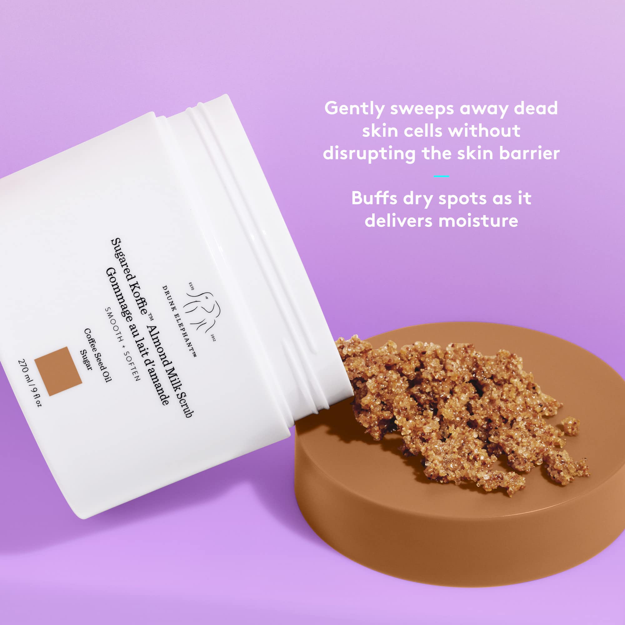 Drunk Elephant Moisturizing,Nourishing,Softening Sugared Koffie Almond Milk Body Scrub (270 mL / 9 Fl Oz)