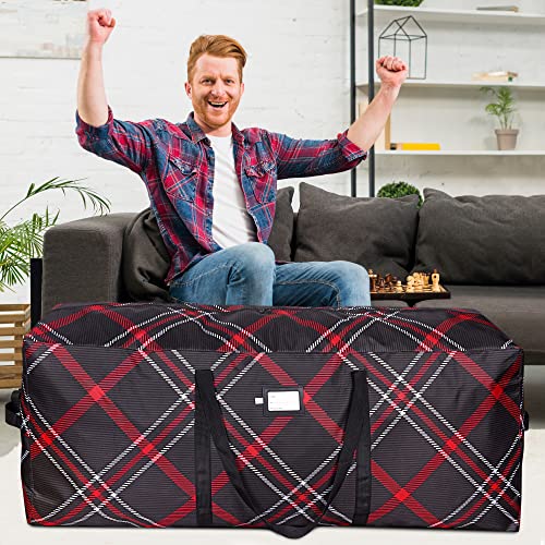 ProPik Christmas Tree Storage Bag, Fits Up to 9 Ft. Tall Disassembled Tree, 25" Height X 20" Wide X 65" Long, Heavy Duty Plaid Storage Container, Constructed of Durable 600D Oxford Material(Tree storage bag)