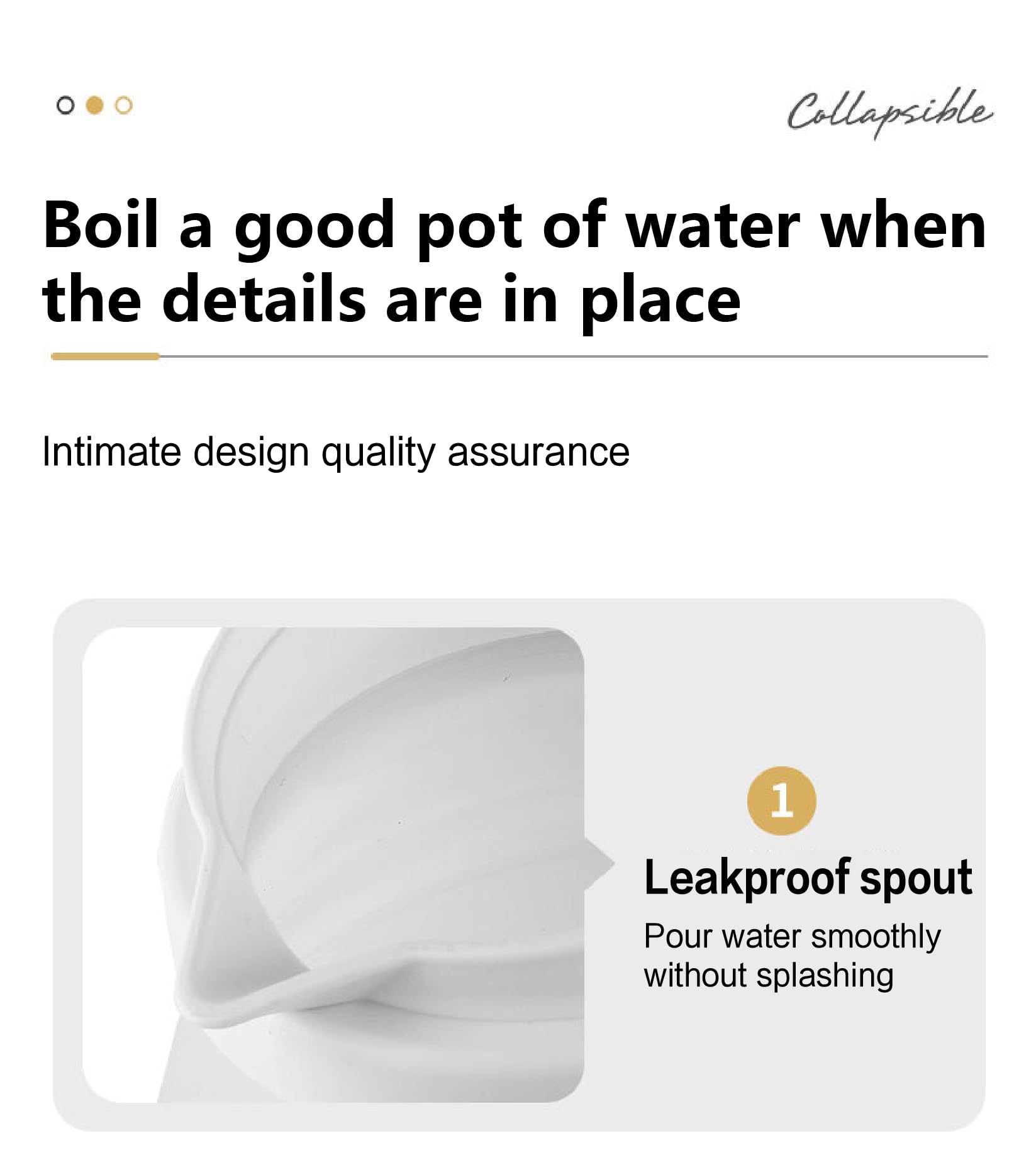 Electric Kettle,Collapsible Food Grade Silicone Small Portable Kettle,Temperature Adjustable,Travel Foldable Kettle,Boiling water for Tea Coffee,Boil Dry Protection (600ml,110V,600W,US Plug) (White)