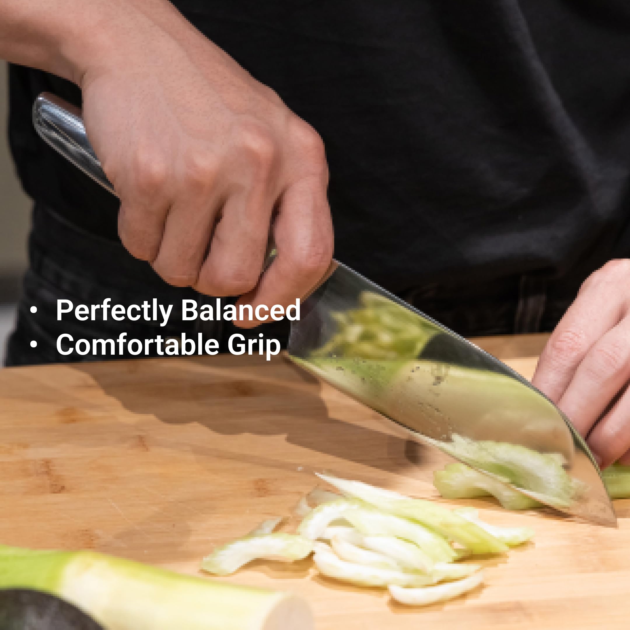 HAST All-New Santoku Knife - 6.3” -High Performance - Powder Steel- Patented - Japanese Blade Style - Award Wining Minimalist Design-Ergonomic Handle-Minimalist Kitchen Decor (Titanium Black)