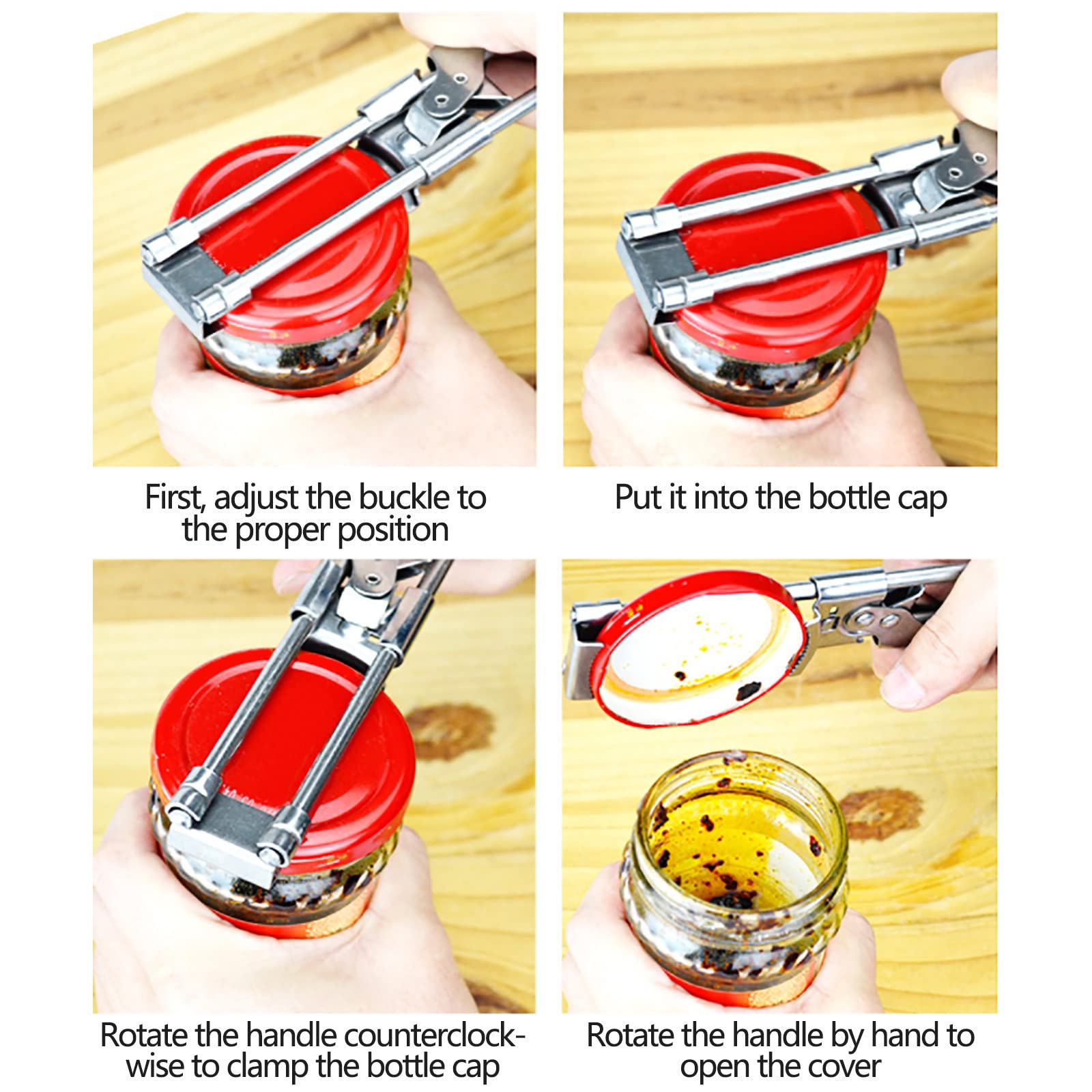 Jar Opener Stainless Steel Retractable Can Opener Manual Adjustable Stainless Steel Can Opener Multifunctional Jar Bottle Opener Bottle Jar Lid Gripper Kitchen Accessories 2pcs (2Pcs)