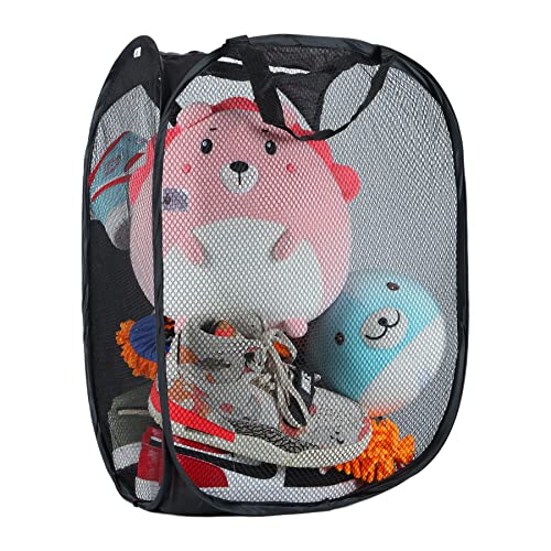 Nvatorfox 2 Pack Pop Up Storage and Laundry Hamper, Mesh Popup Laundry Hamper Portable, Durable Handles Collapsible for Storage and Easy to Open, for The Kids Room, College Dorm or Travel (Black)