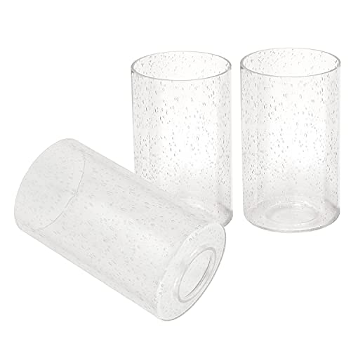 Voguad Seeded Glass Lamp Shade 3 Pack, Clear Cylinder Glass Shade for Light Fixture Replacement Globe for Pendant Light Wall Sconce Chandelier, 1 5/8 inch Fitter