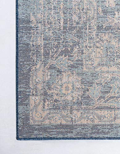 Unique Loom Oslo Collection Area Rug - Osterbro (5' x 8' Rectangle, Navy Blue/ Beige)