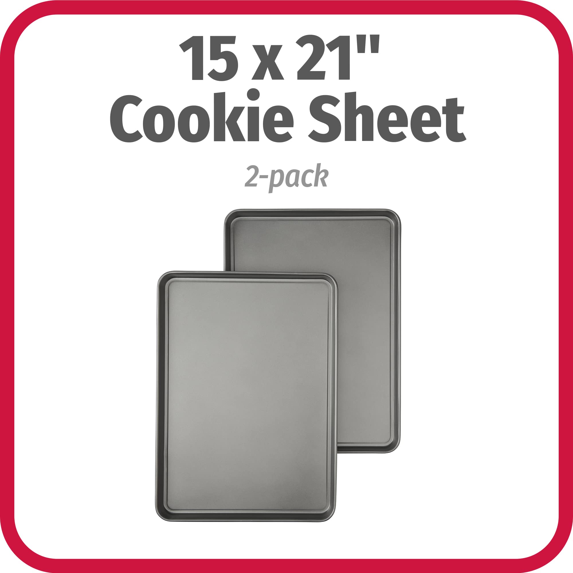 GoodCook Dishwasher Safe Nonstick Steel XL Cookie Sheet, 15'' x 21'', Gray, Set of 2