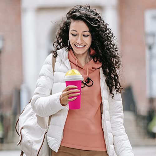 Slushie Maker Cup, Magic Quick Frozen Smoothies Cup for Homemade Milk Shake Ice Cream Maker, Cooling Cup, Double Layer Squeeze Slushy Maker Cup, Birthday Gifts for Friends&Family (Pink)