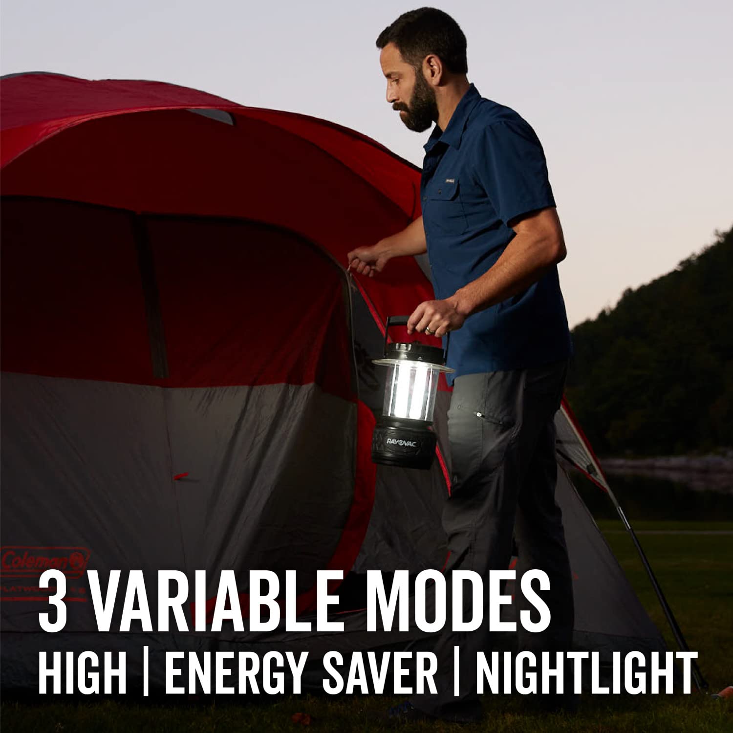 Rayovac Sportsman LED Camping Lantern, Battery Powered Lantern, Water Resistant Hurricane Supplies and Emergency Light, Pack of 1