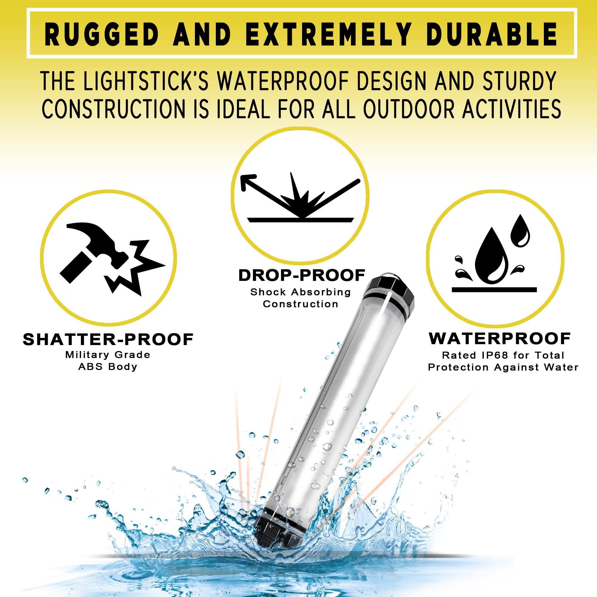 SunJack LightStick Camplight Standard – Waterproof Rechargeable Portable LED Flashlight with Power Bank Battery for Camping, Hiking, Backpacking, Swimming, Snorkeling, Boating, Emergency