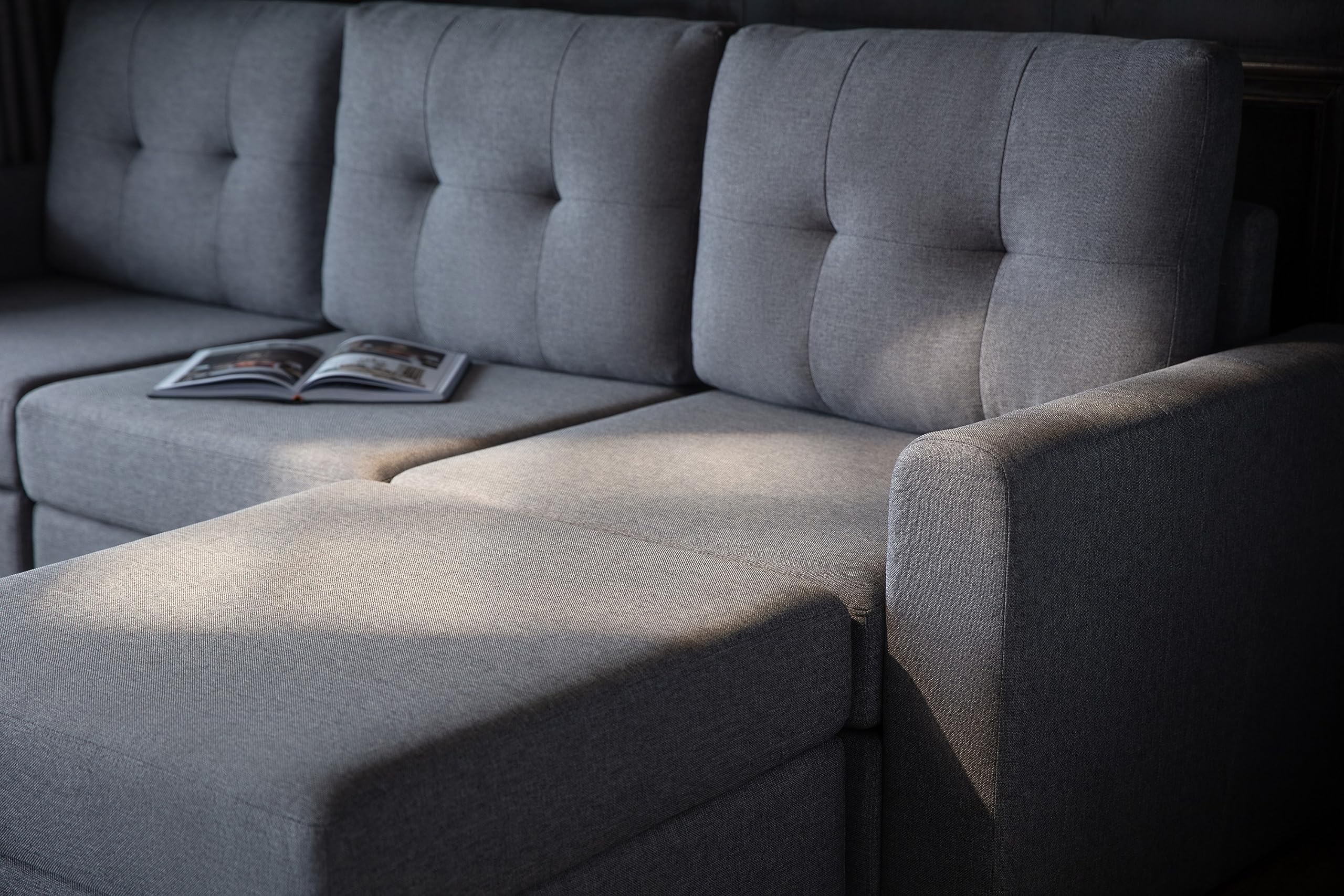 LINSY HOME Oversized Modular Sectional Couch, Rubik III 6 Seats with 4 Ottomans Convertible U Shaped Sectional Sleeper Sofa with Storage, All Covers Changeable Washable, Dark Grey