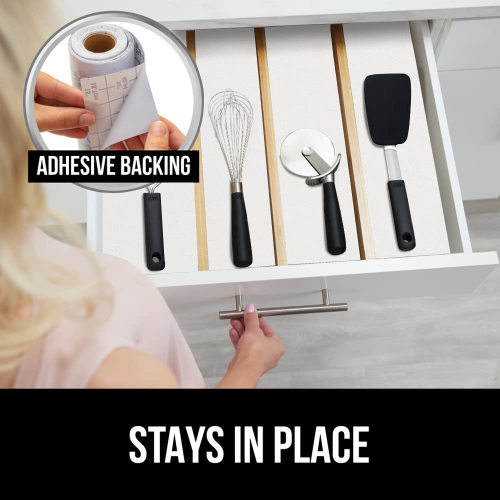 Gorilla Grip Ribbed Drawer Liner and Adhesive Removable Liner, Ribbed Liner Size 12x20, Waterproof Liner for Drawers, Adhesive Liner Size 17.5x20, Book Cover, Both in Clear, 2 Item Bundle