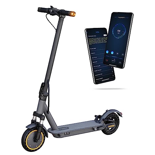 VOLPAM Electric Scooter with Dual Suspension, 21/19 Mph Top Speed, Up to 27/20 Miles Long-Range, 500W/350W Motor, Portable Folding Commuting Scooter with Double Braking System and App