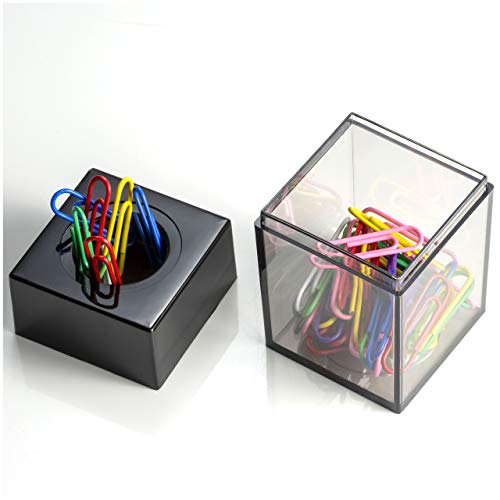 Officemate Small Clip Dispenser with Magnetic Top, Clear/Black (93687)