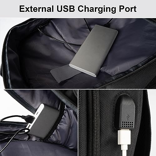 Modoker 18.9 Inch Travel Backpack for Men Computer Backpack with USB Charging Port Laptop Backpacks for Traveling on Airline Carry on Work Backpack Heavy Duty Backpack,Black