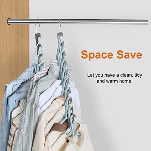 Sindax Space Saving Hangers Telescopic, 6 Holes Clothes Hangers Adjustment to 9 Holes, Upgraded Sturdy Metal Clothes Hangers Space Saving for Heavy Clothes, Closet Organizers and Storage - 5 Pack