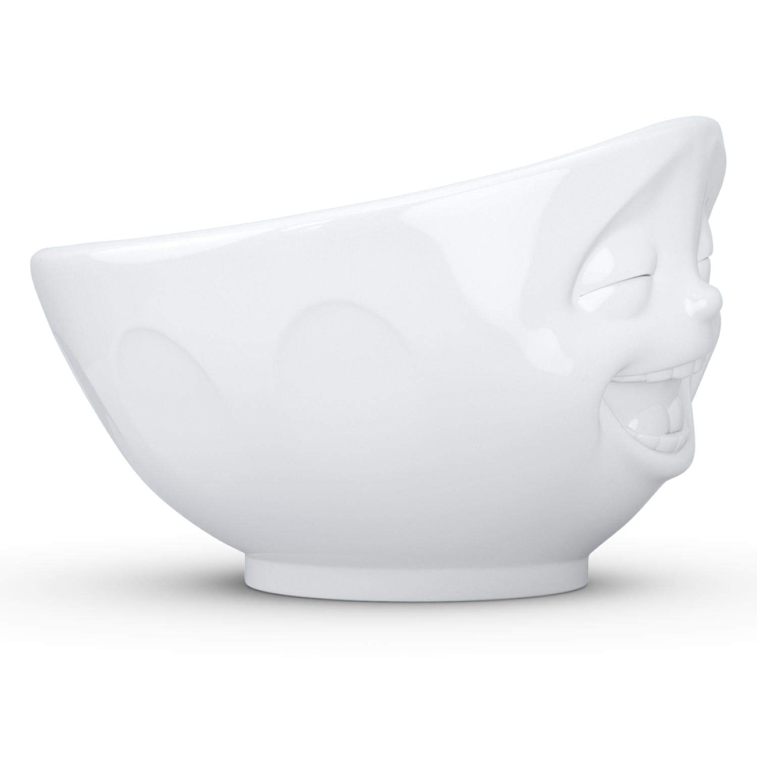 FIFTYEIGHT PRODUCTS TASSEN Porcelain Bowl, Laughing Face Edition, 16 oz. White, (Single Bowl) for Serving Cereal, Soup