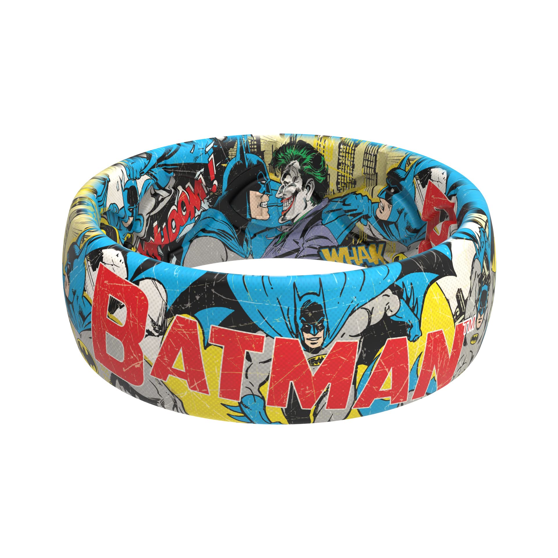 Groove Life DC Comics Classic Batman Silicone Ring - Breathable Rubber Wedding Rings for Men, Lifetime Coverage, Unique Design, Comfort Fit Ring - Size 12
