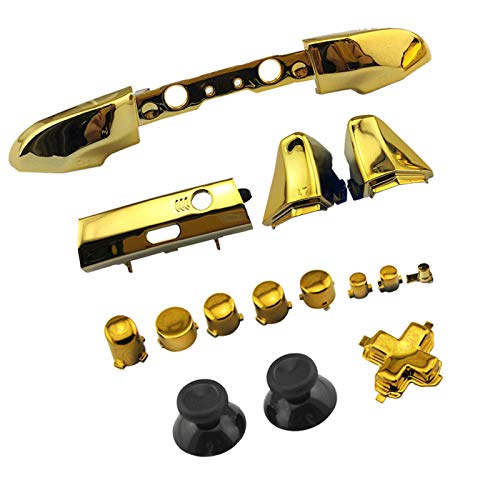 WPS Chrome Color ABXY Dpad Triggers Full Buttons Set Mod Kits for Newest Xbox One Slim/Xbox one S Controller with Screwdriver (Torx T6 T8) Set (Chrome Gold) for 1807 Version