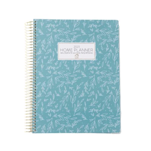 PPP 2023 Home Planner (Blue Leaf) | Work from Home Planner w/Stickers | Daily Checklist | Monthly Budget Worksheet | Monthly Calendar Layout | Vacation Checklist | Coil Binding | Poly Laminated Cover