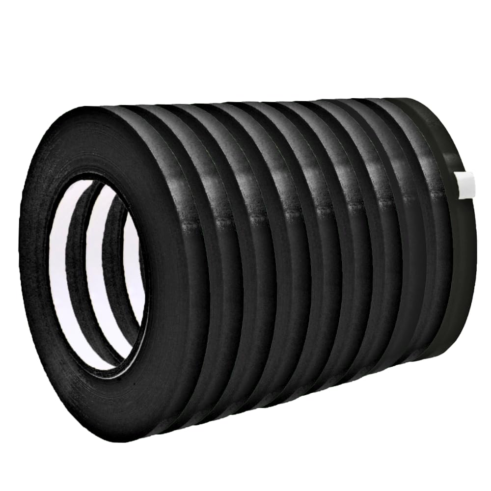 WOD BSTC22PVC Black 10 Pack, Poly Bag Sealer Tape - 3/8 inch x 180 yds. for Color Coding Age of Perishables, Food Storage, Pack,Aging and Sealing Meat, Candy, or Gifts