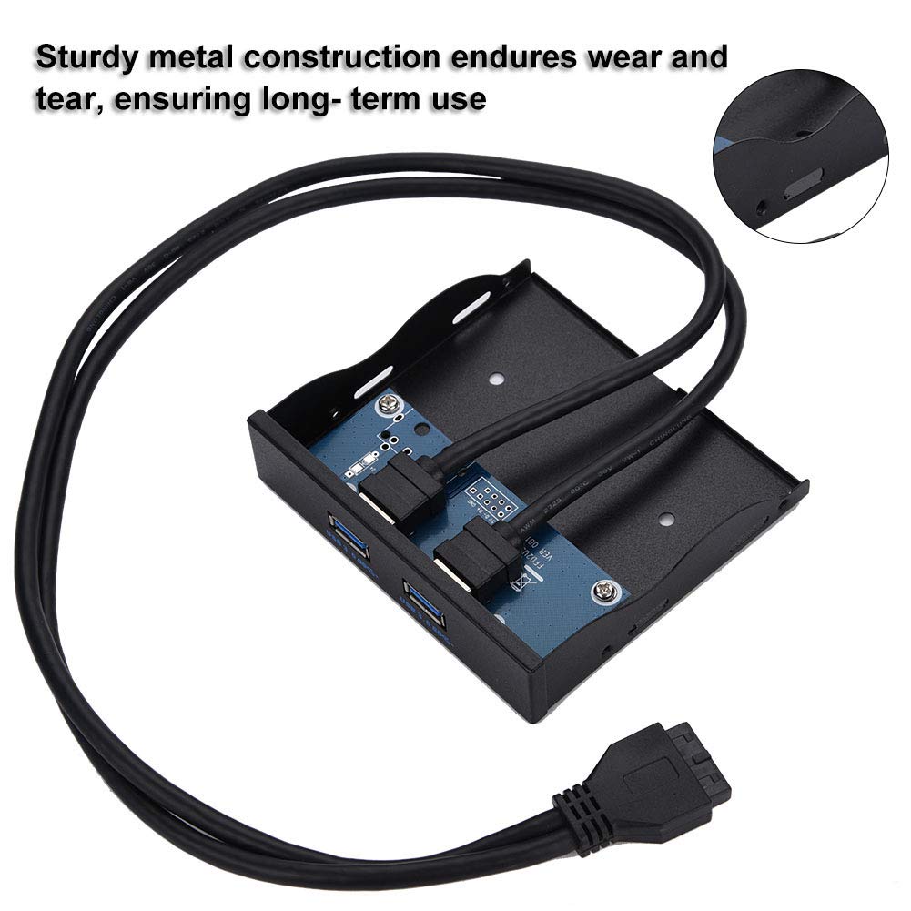 USB HUB Front Panel with 2 USB 3.0 Ports, 3.5 Inch Multport USB3.0 Floppy Front Panel Floppy Bay 19 Pin to 2 Interface USB3.0 HUB, DIY Computer Expansion Board, Replacement PC Parts for Desktop