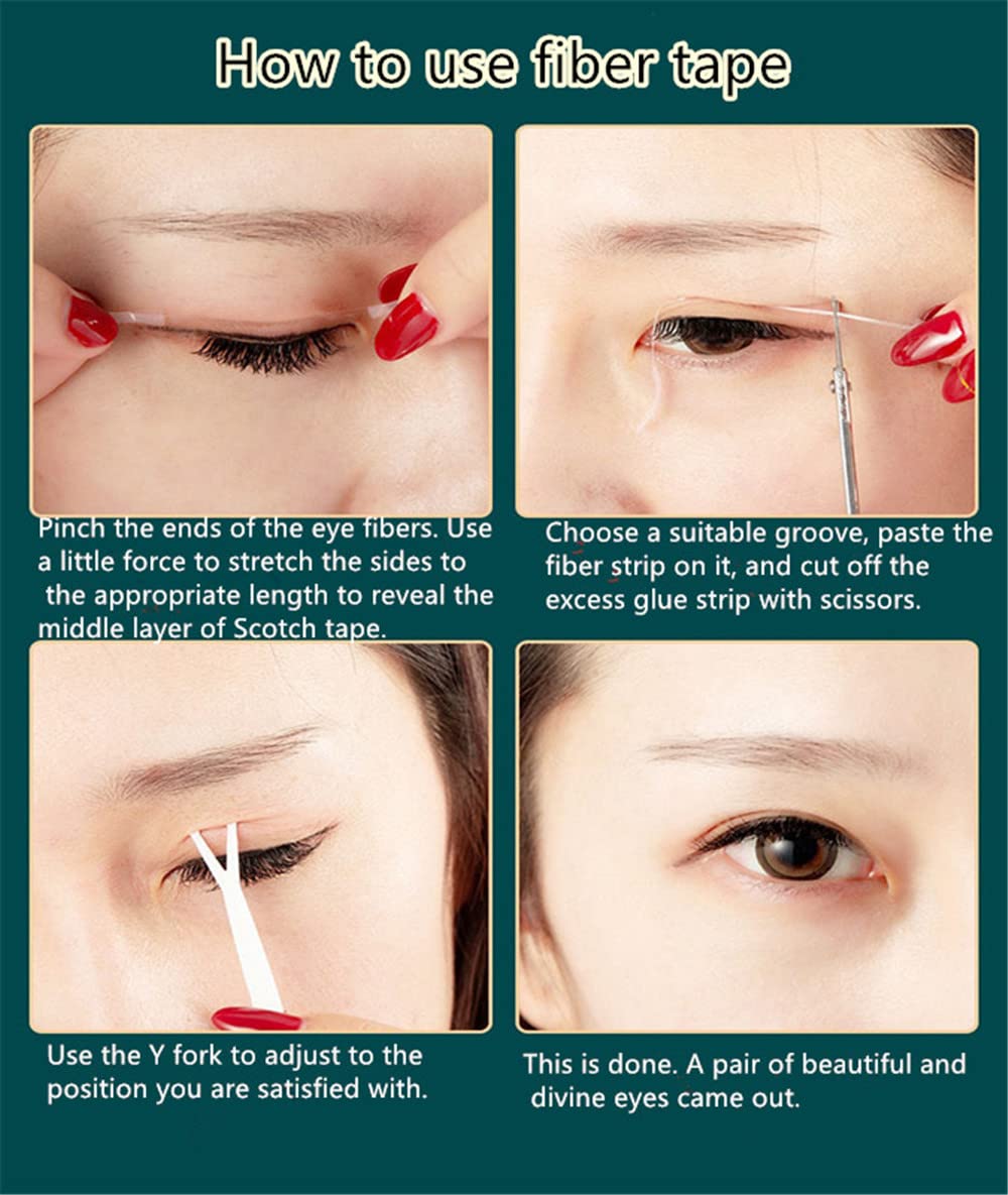 Double eyelid tape Eyelid Tape Invisible Eye Stickers Double Sided Tape Invisible Eyelid Lifter Strips for Hooded, Droopy, Uneven, Mono-eyelids (with Fork rods, Scissors)