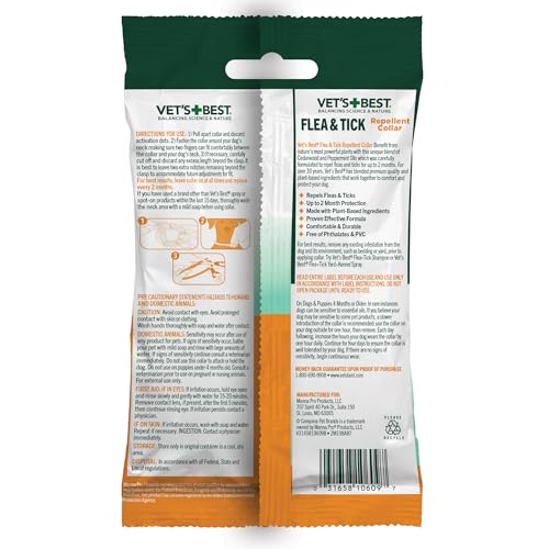 Vet's Best Flea and Tick Repellent Collar for Dogs - Flea and Tick Prevention for Dogs - Plant-Based Ingredients - Small to Large Dog Flea Collar - Up to 20β Neck Size