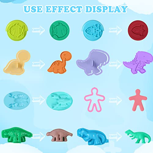 Oun Nana Playdough Tools 53 PCS Dough Tools Kits for Kids, Playdough Accessories Various Shape Molds, Animal, Dinosaur, Stamps, Scissors, Extruder, Cutters, Rollers, Dough Mat with Storage Bag