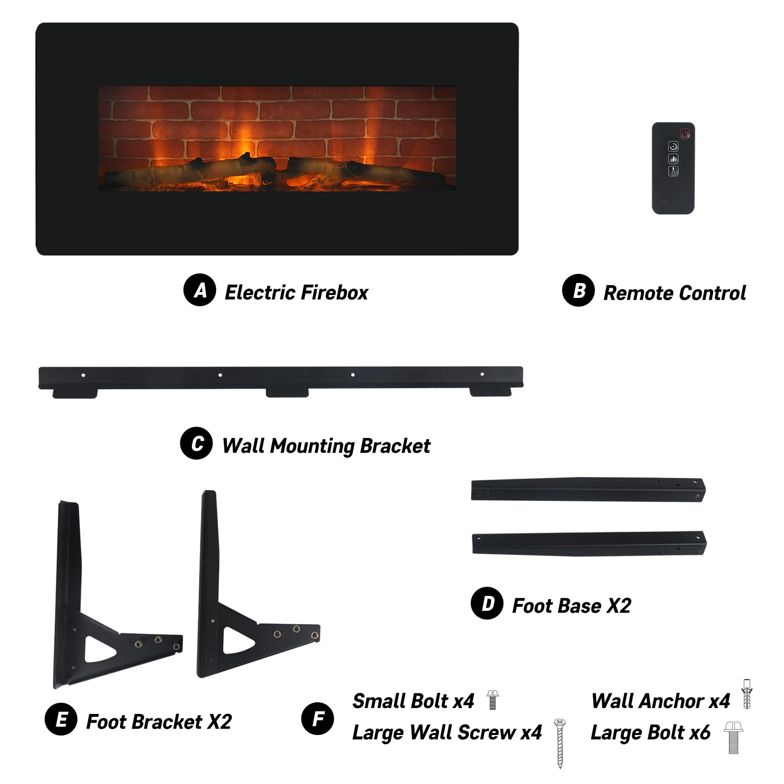 ELECWISH Electric Fireplace, 36 Inch Fireplace Heater Wall Mounted and Freestanding with Remote Control, Adjustable 7 Flame Colors, Temperature and Timer, 1500W