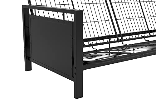 DHP Henley Metal Arm Futon Frame, Industrial Loft Design, Converts to Sleeper, Black Sturdy Metal