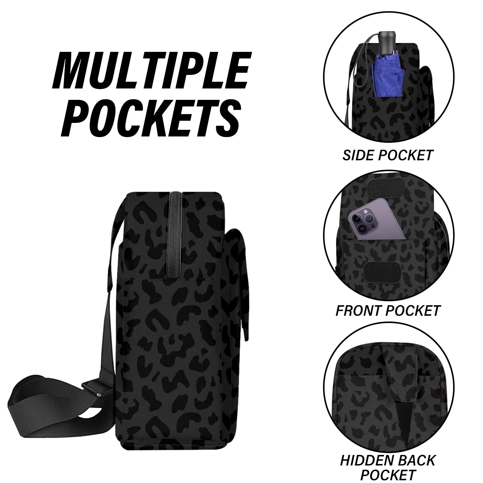 GABraden Cute Small Camera Bag with Photographer Camera Sling Bag Waterproof Dslr Camera Case Compatible with Nikon Sony Lightweigth for Women or Men(Black Leopard Cheetah)