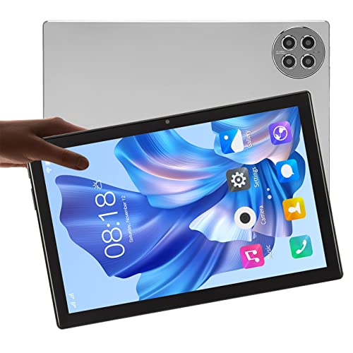 FOLOSAFENAR Smart Tablet, Octa Core CPU 10in Tablet Support 4GLTE 5GWiFi Dual Speakers 1920x1200 Resolution for Entertainment (Grey)