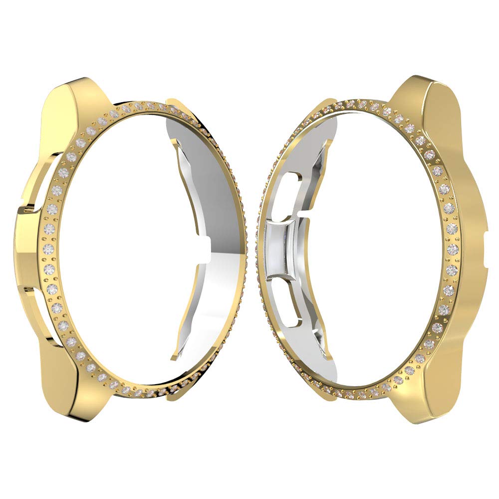ECSEM Bling Case Compatible with Samsung Galaxy Watch 42MM Case Cover PC Plating Protective Frame Protective Case with Rhinestone Diamond for Galaxy Watch 42mm Smartwatch (5Pack)