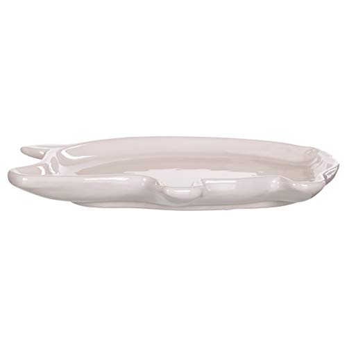 Pig Shaped Glossy White 10 x 7 Dolomite Ceramic Platter Plates Set of 2
