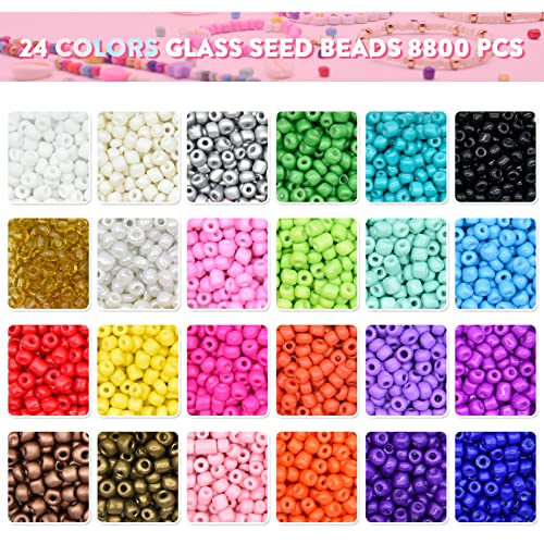 JOJANEAS 5mm Glass Seed Beads for Jewelry Making Kit Bracelet Making Kit for Girls Friendship Bracelet Kit Bracelet Beads Waist Bead Kit Tiny Beads Set