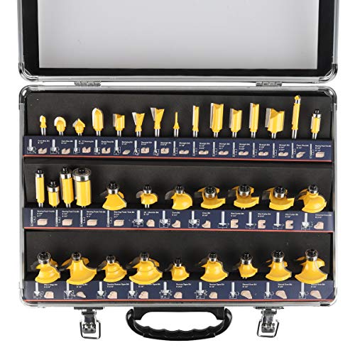 KOWOOD Router Bits Sets of 35B Pieces 1/4 Inch T Shape Wood Milling Cutter