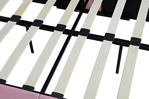 DHP Melita Linen Upholstered Platform Bed Frame,Pink, Twin