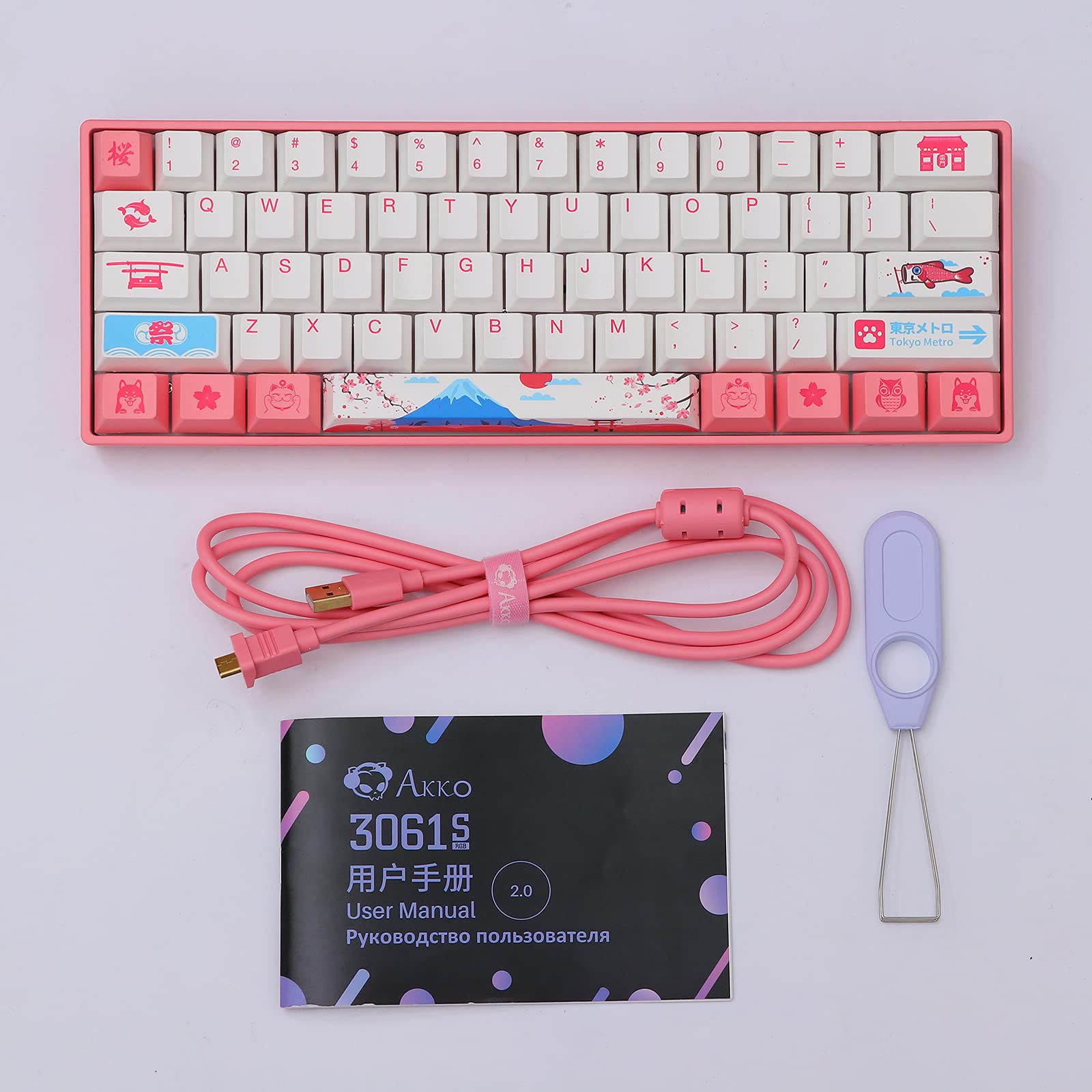 EPOMAKER AKKO 3061S World Tour R2 60% Wired Hotswap Mechanical Gaming Keyboard with RGB Backlight, Dye Sublimation PBT Keycaps, NKRO Programmable for Gamers/Mac/Win (Gateron Pink Switch, 61 Keys)