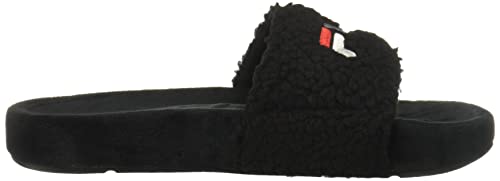 Fila Women's Fuzzy Slide Sandal, Black Red/White, 9