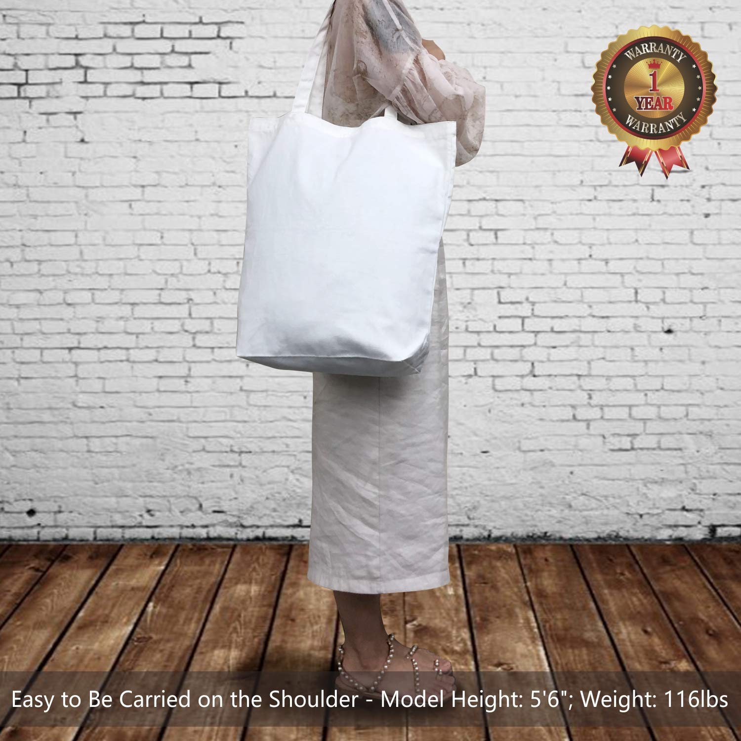 TOPDesign 2 | 6 | 12 Pack Super Strong Large 17.5"x16.5"x5" 10oz Cotton Canvas Tote Bag, Reusable Grocery Shopping Bags, Blank White Bags for Crafts, DIY Your Creative Designs (Pack of 2)