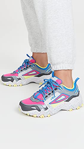 FILA Women's Oakmont TR Sneaker, Pink Glo/Monument/Electric Blue, 7
