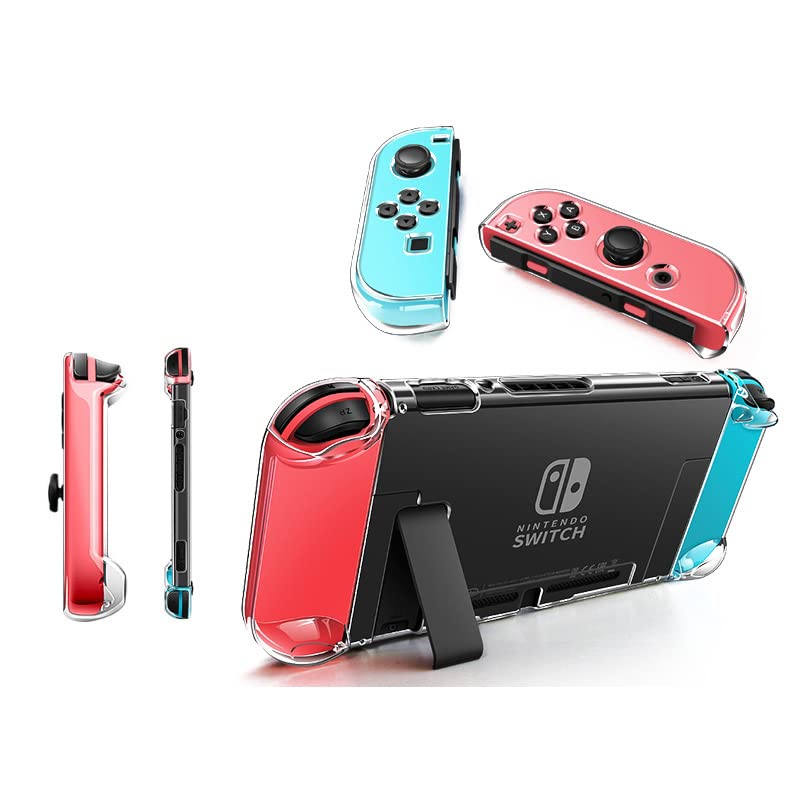 Dockable Clear Case for Nintendo Switch | 3 in 1 Protective Case Cover for Nintendo Switch and Joy-Con Controller with Clear Grip | Cover Shock-Absorption and Anti-Scratch Design (Crystal Clear).