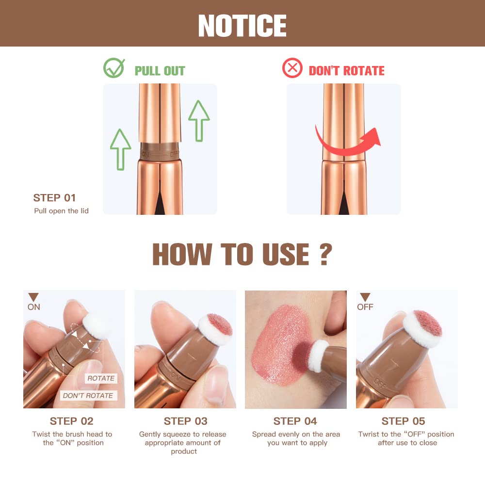 Liquid Contour Beauty Wand, Highlighter and Bronzer Stick with Cushion Applicator Attached Easy to Blend, Long Lasting Matte Finish Contour Face Illuminator Makeup Stick (4# Highlight Pearl White)