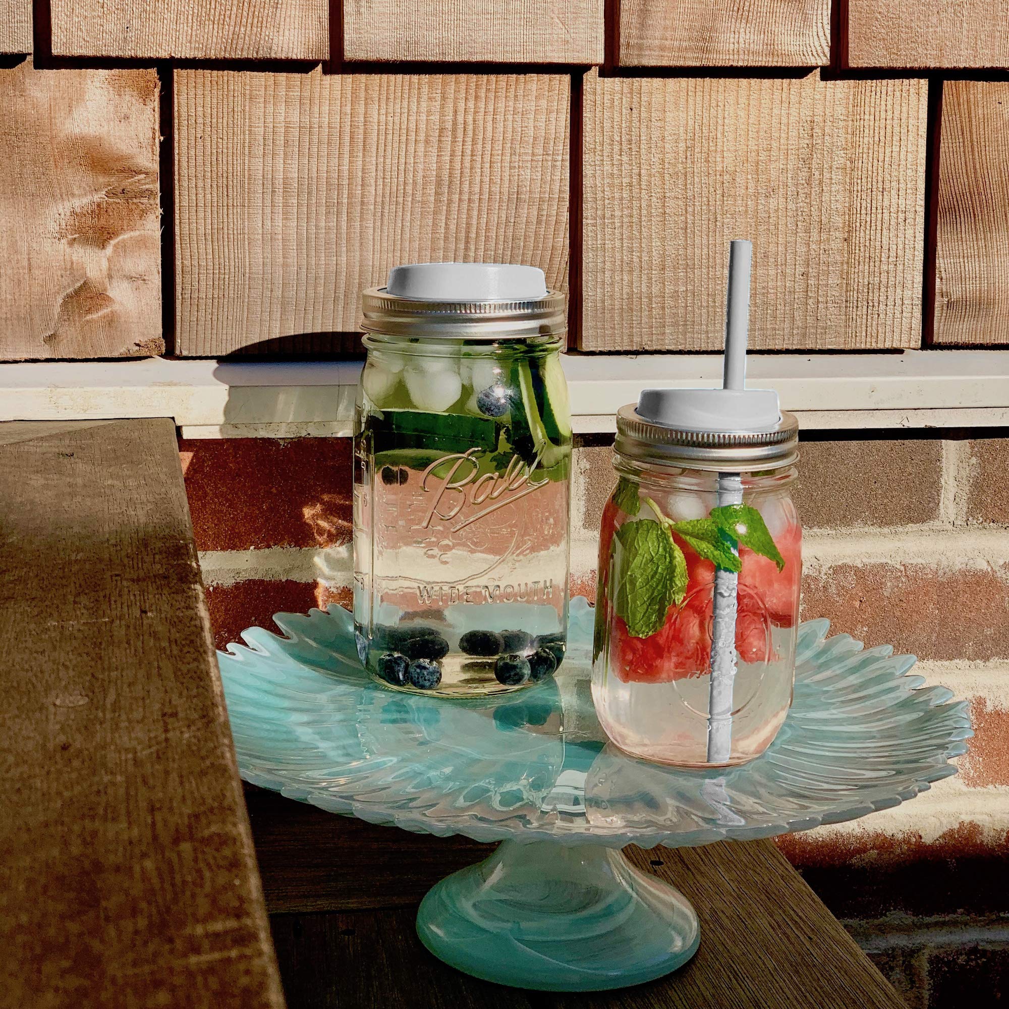 Jarware Translucent 82670 Regular Mouth Drink Lid, Set of 4, Without Straws
