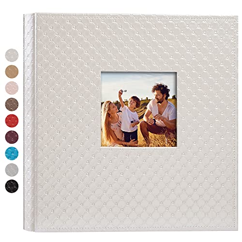 Mublalbum Leather Photo Album 4x6 600 Photos Large Capacity Picture photo Book with 600 Horizontal and Vertical Pockets for Baby Wedding Anniversary Family (White)