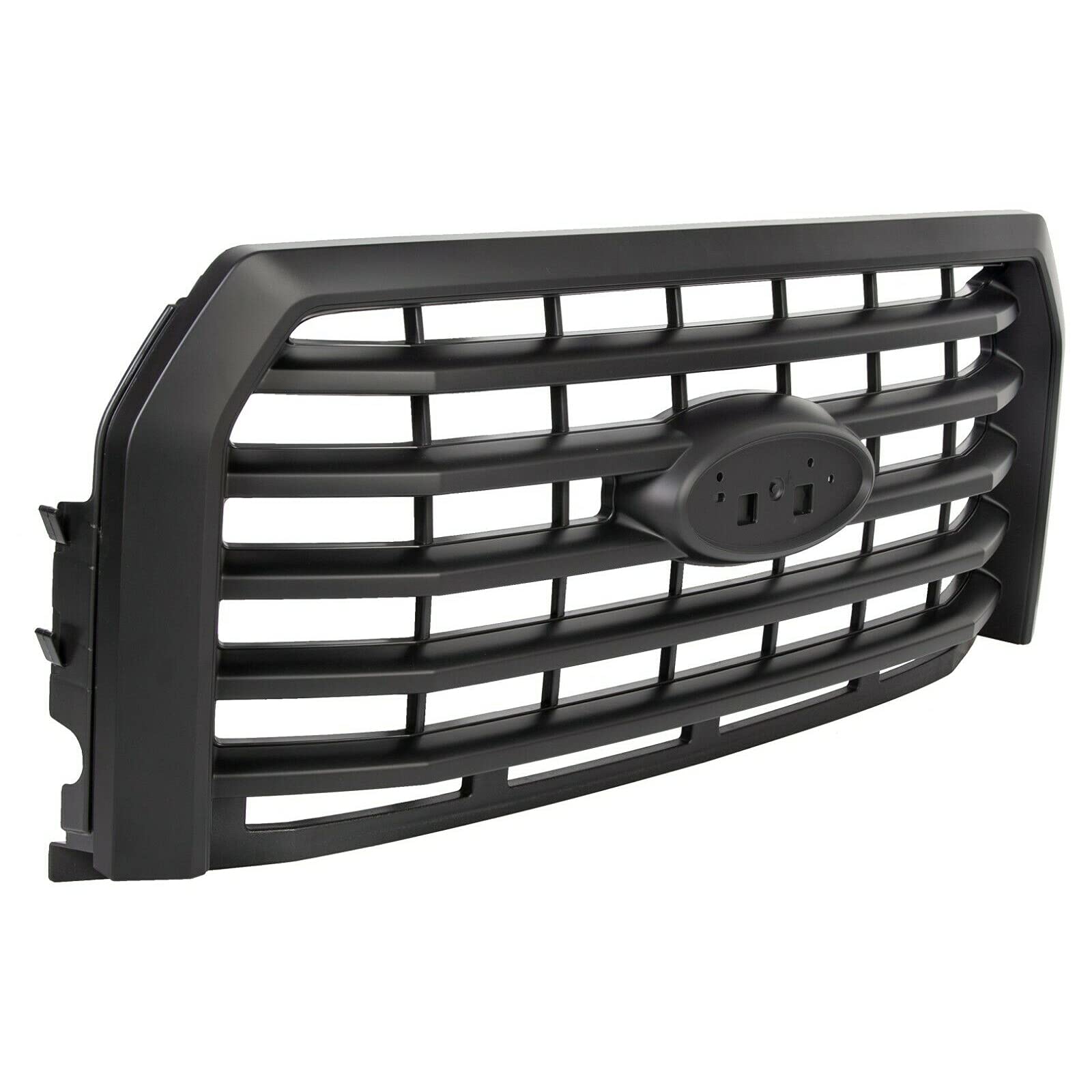 F150 Grille - Gloss Black Horizontal Front Bumper Grille Compatible with 2015,2016,2017 FORD F150, Will Not Fit Raptor Models, Will Not Fit Models With Front View Camera- Five Bar Radiator