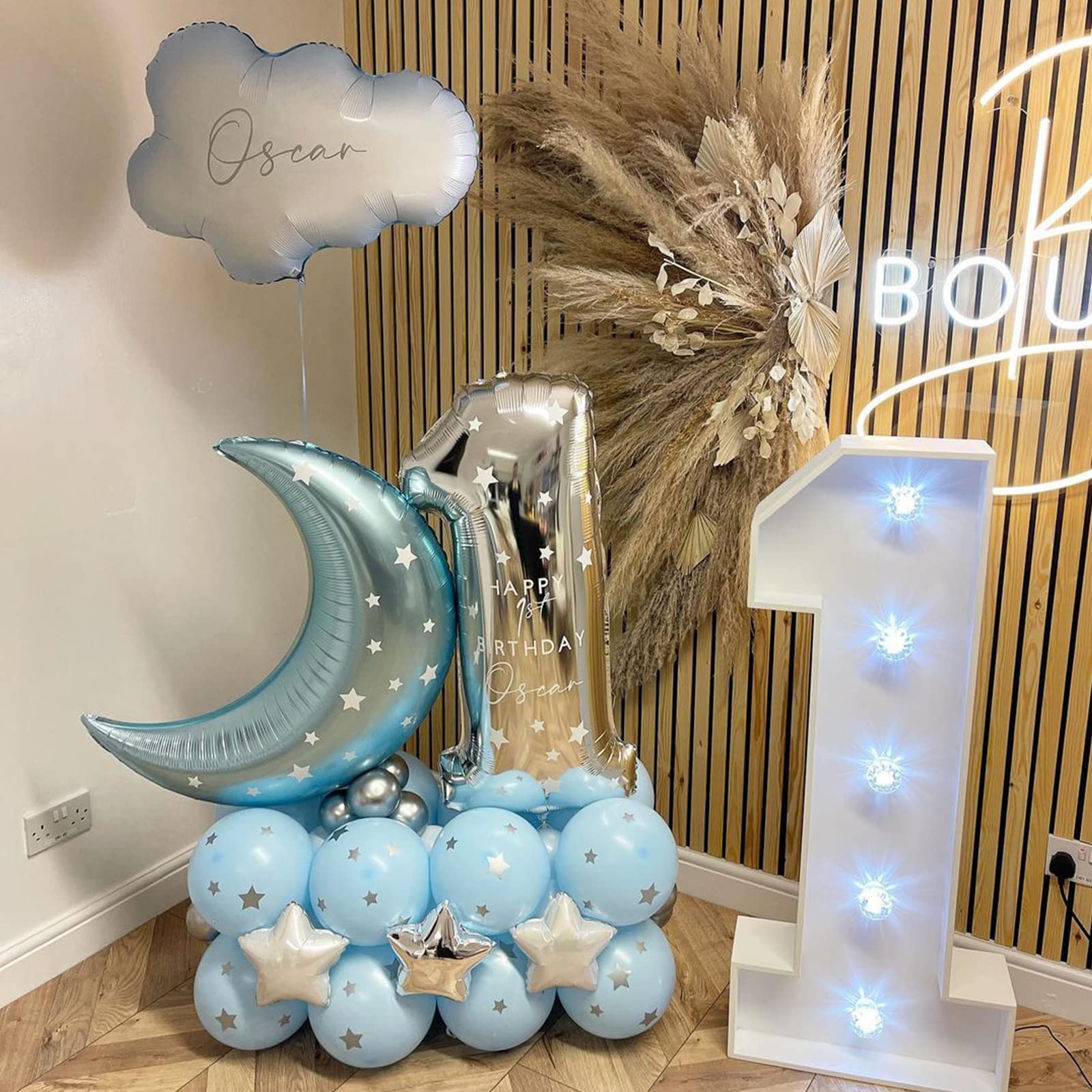 First Birthday Party Decorations - Mosaic Number 1 Balloon Frame Pre-Cut 1st Birthday Girl Anniversary Party Home/Outdoor Backdrop Sign