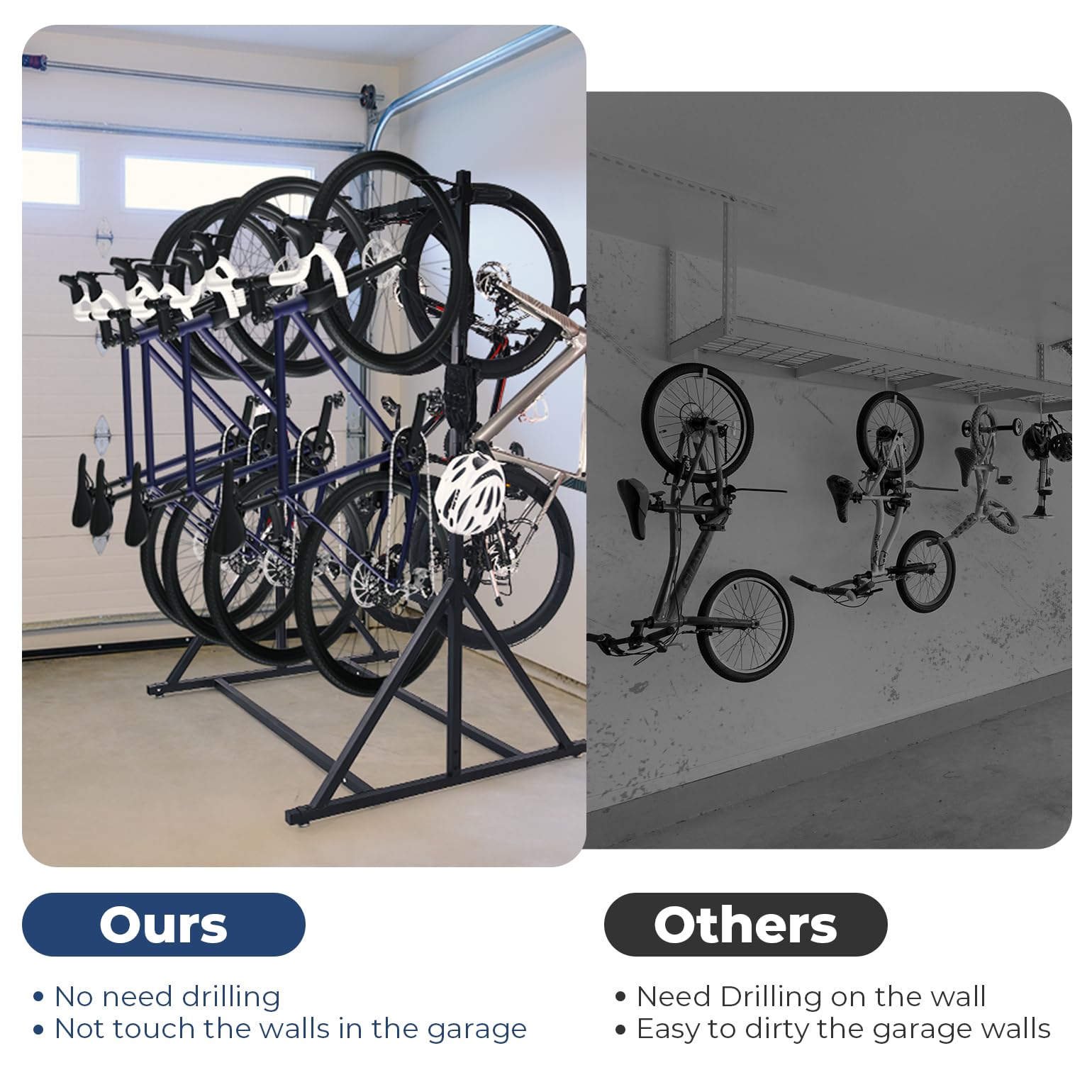 DEERFAMY Freestanding Bike Storage Rack Max 8 Bikes, 600Lbs Load Capacity, Heavy-Duty Solid Steel Bike Racks for Garage for Home and Garage Organizer